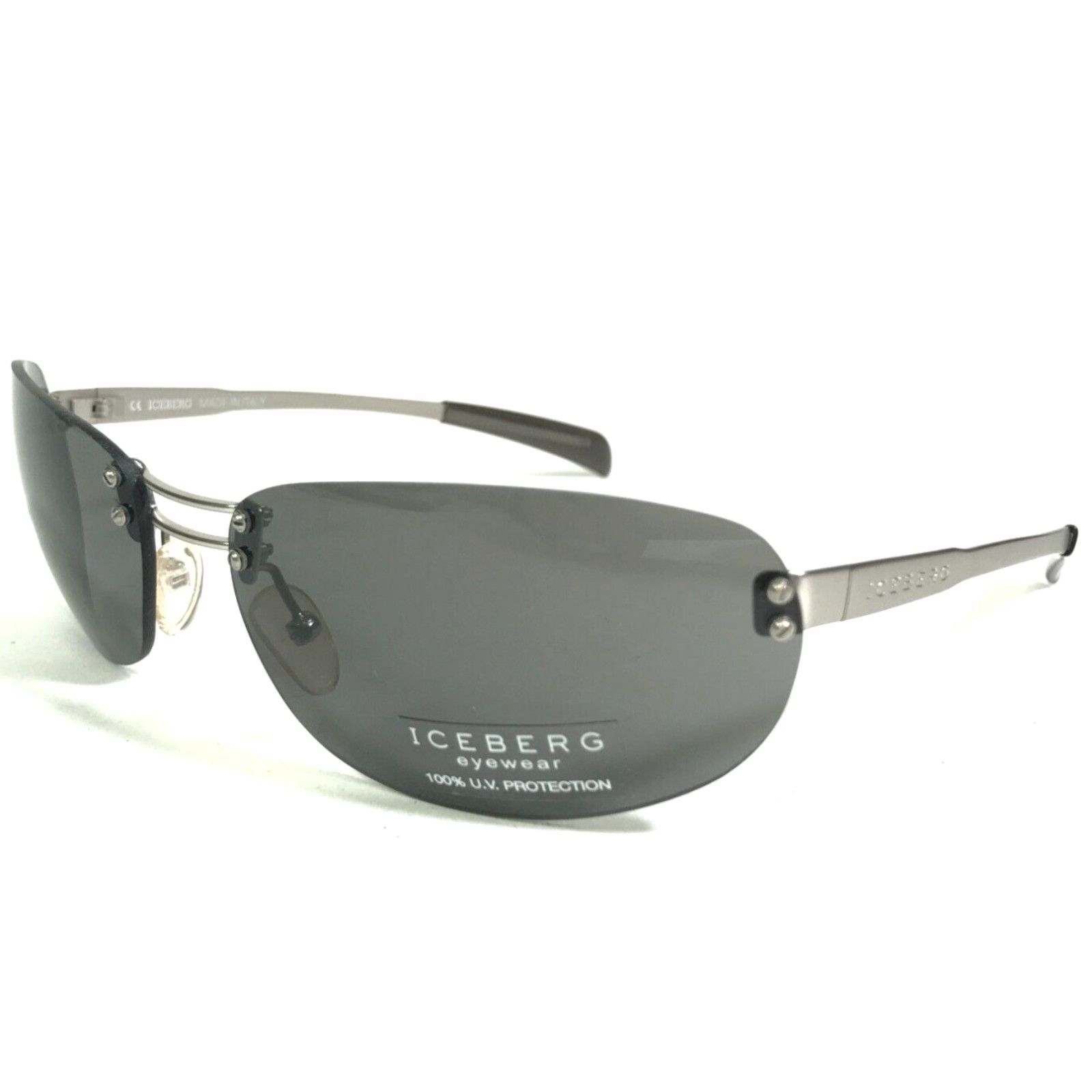Vintage Iceberg Sunglasses IG 85121 720 Silver Square Wrap Frames with ...