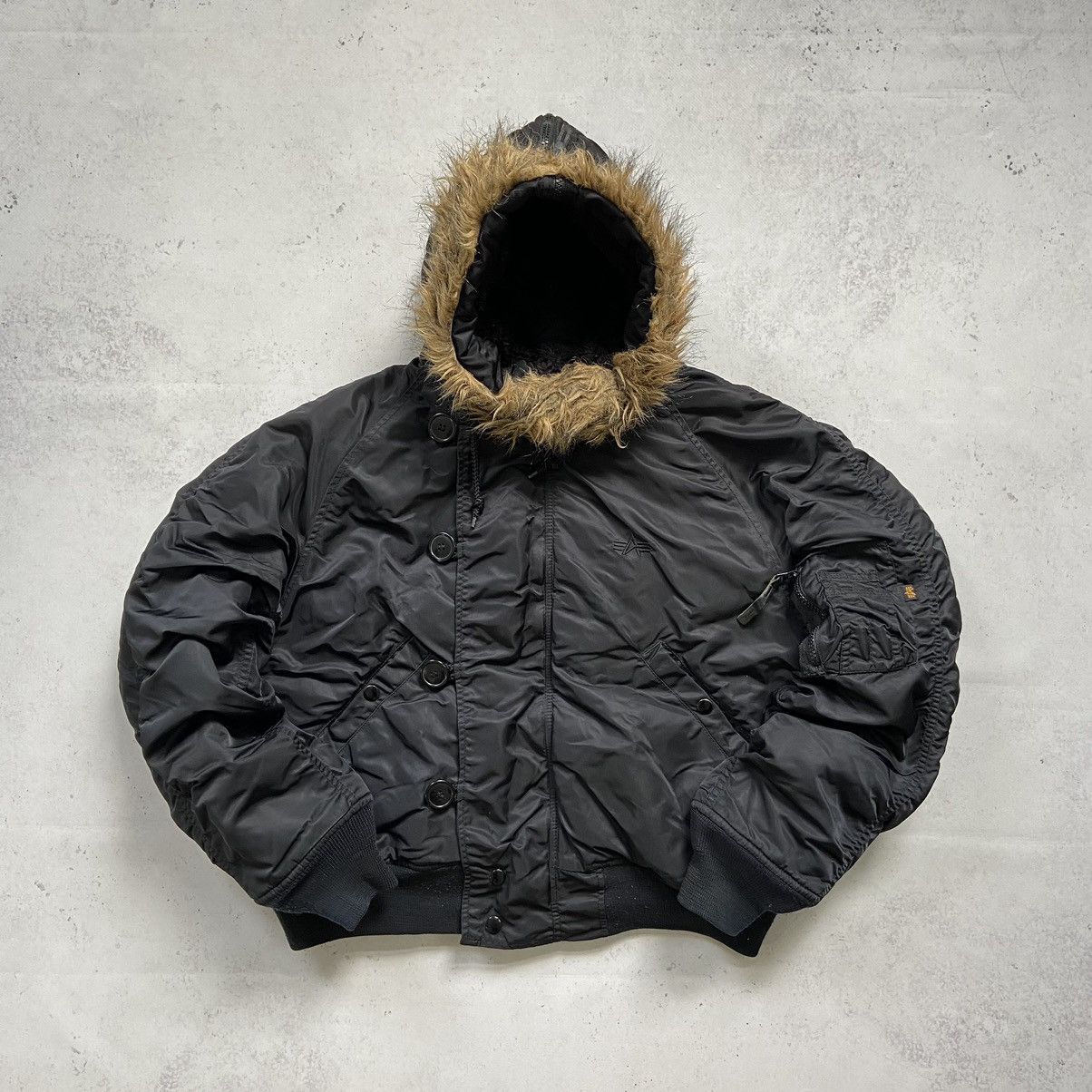 Vintage Alpha Industries N-2B Attached Hood Flight Jacket Military ...