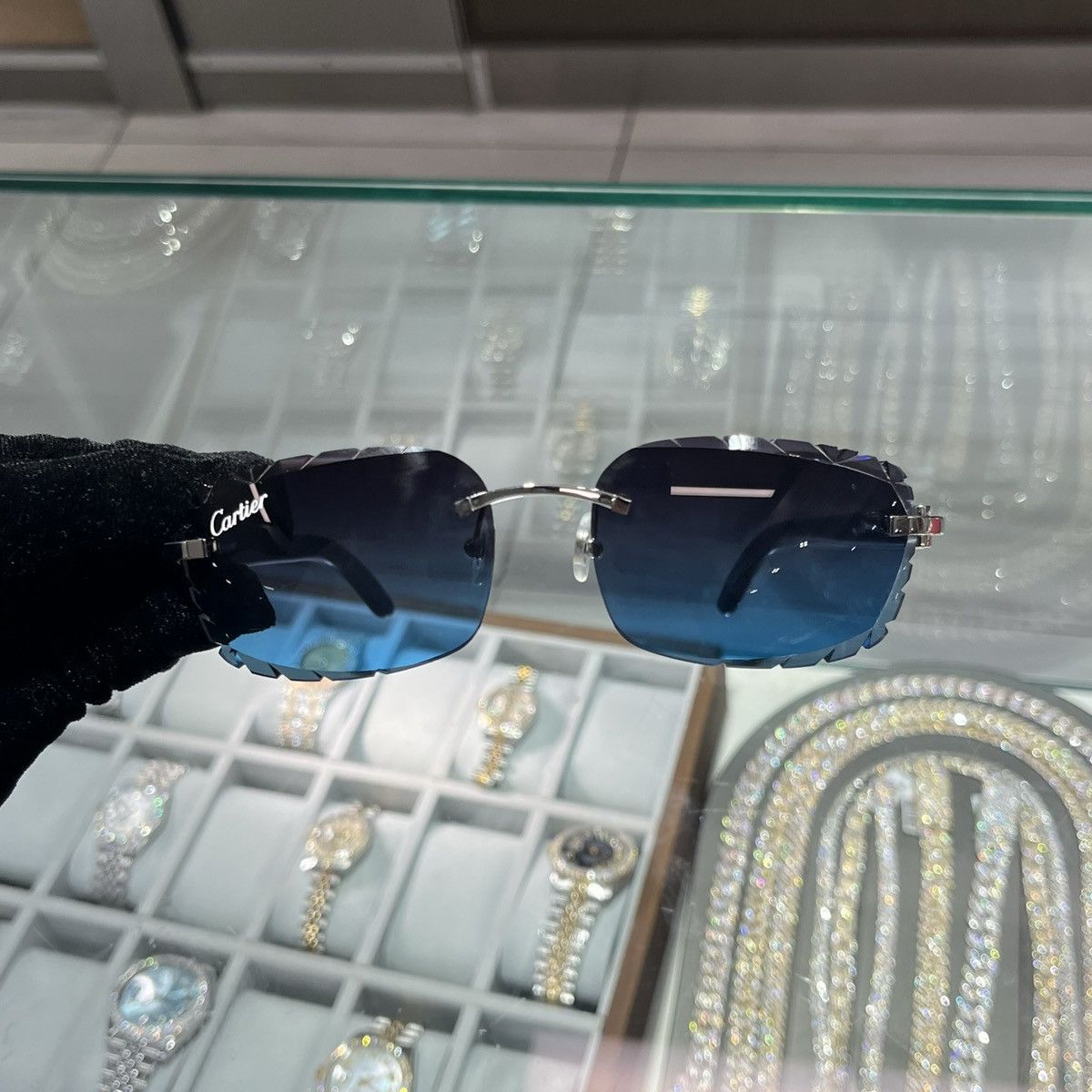 Cartier Cartier Blue Woods with Blue Diamond Cut Lenses | Grailed