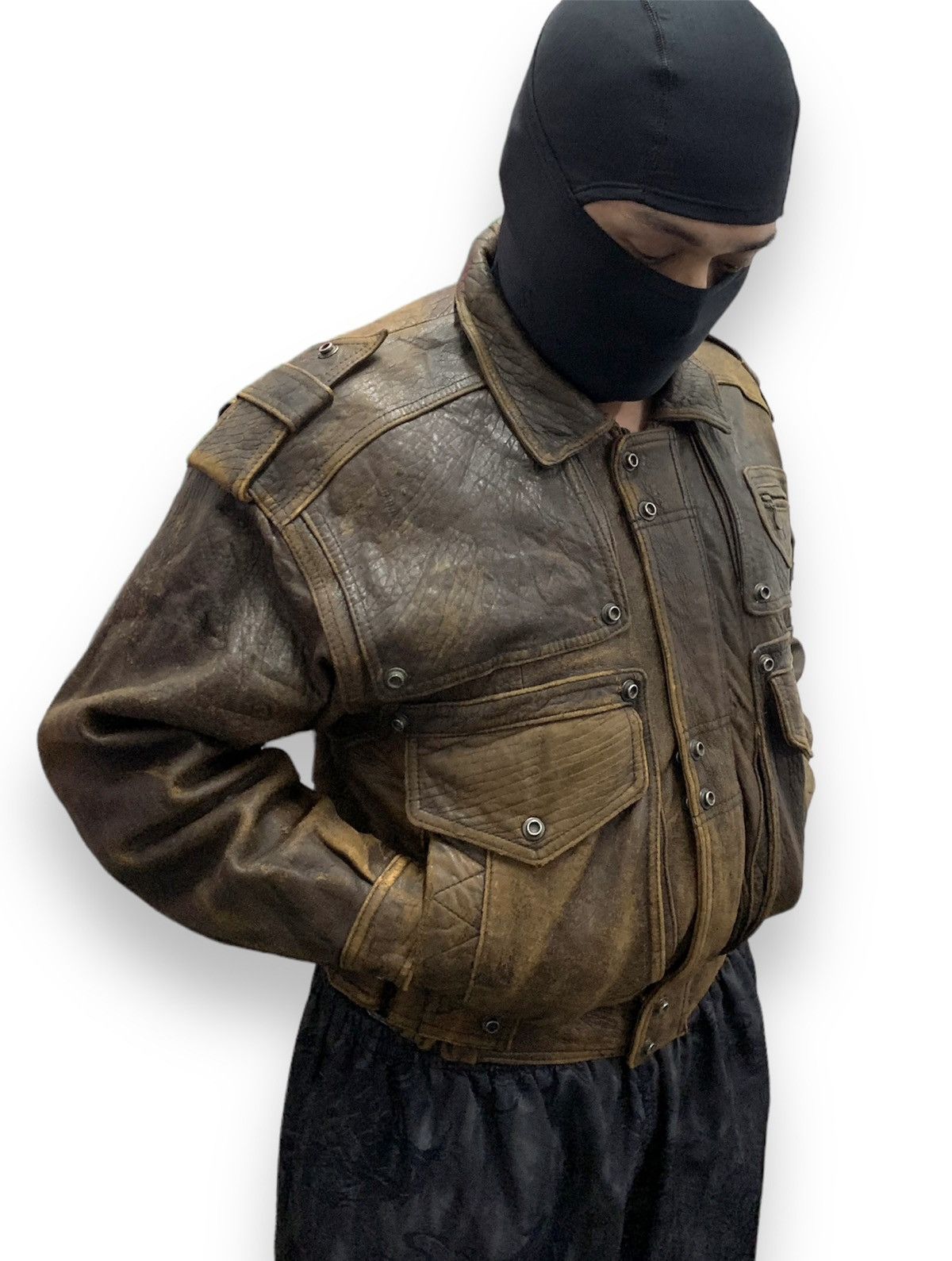 Rare Distressed Leather Jacket Italian Leather | Grailed