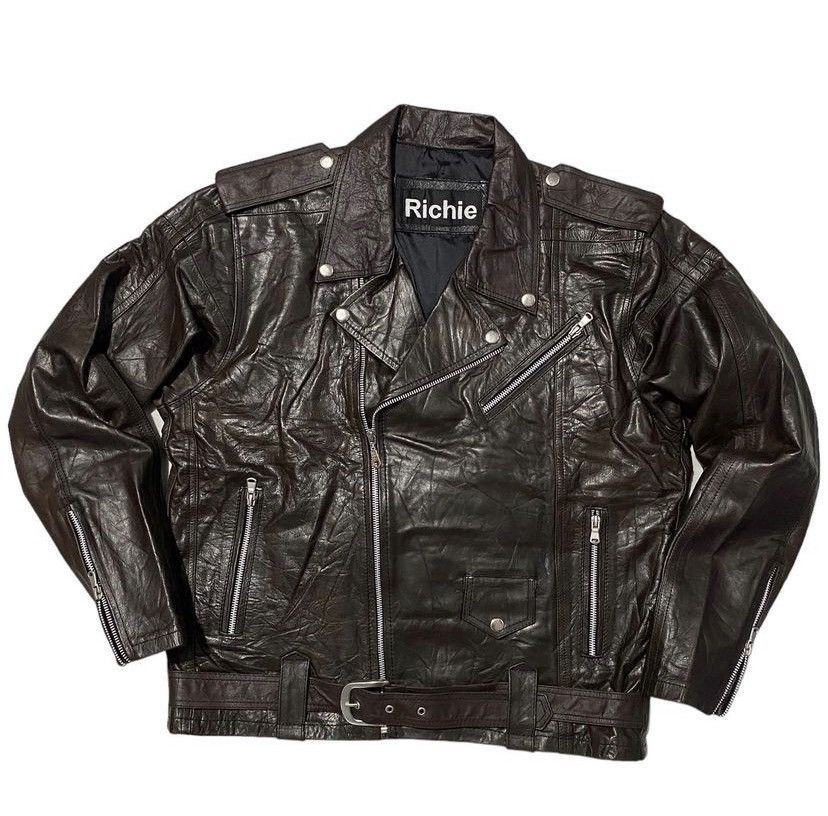 Vintage Vintage Leather Jacket Brown Rare Design | Grailed
