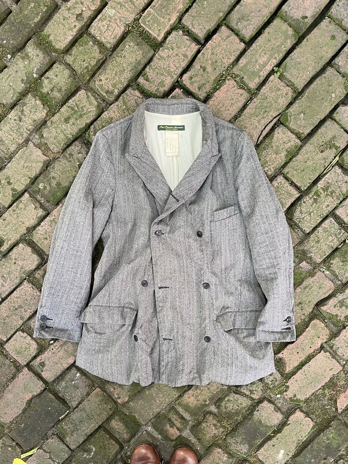 Paul Harnden Shoemakers Paul Harnden Grey Wool Herringbone Double ...