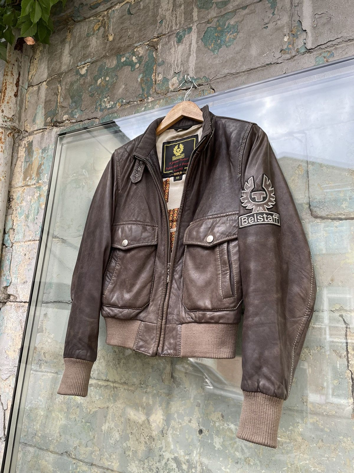 Belstaff Belstaff Gold Aviator Genuine Leather Flight Bomber Jacket ...