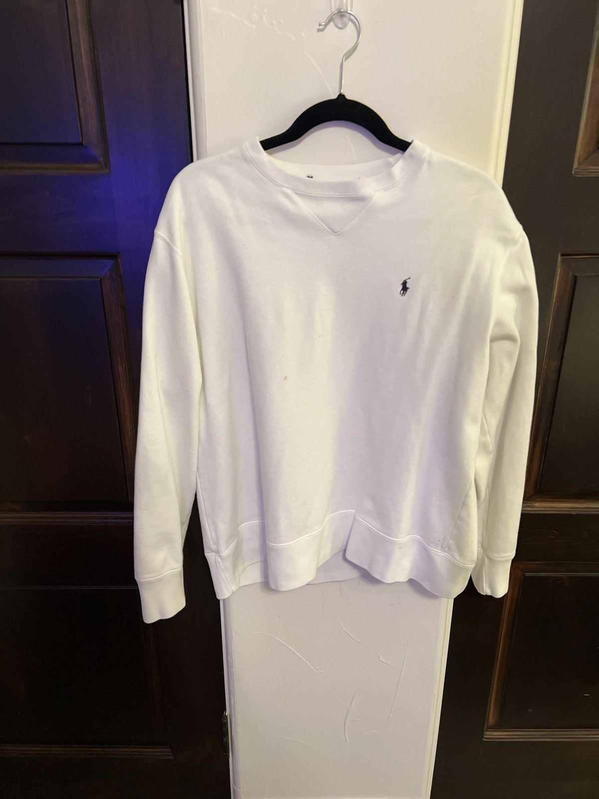 Polo Ralph Lauren white polo crew neck navy logo | Grailed
