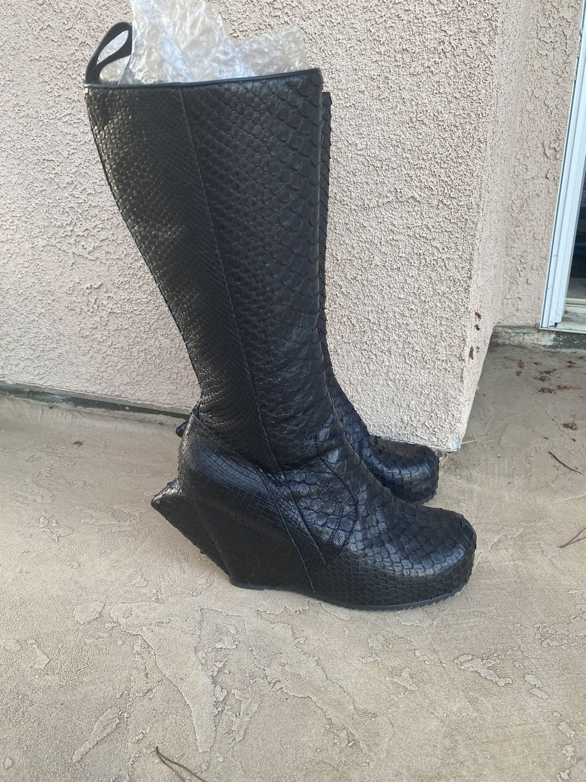 Rick Owens Rick Owens fw10 “gleam” rare runway python turbo wedges ...