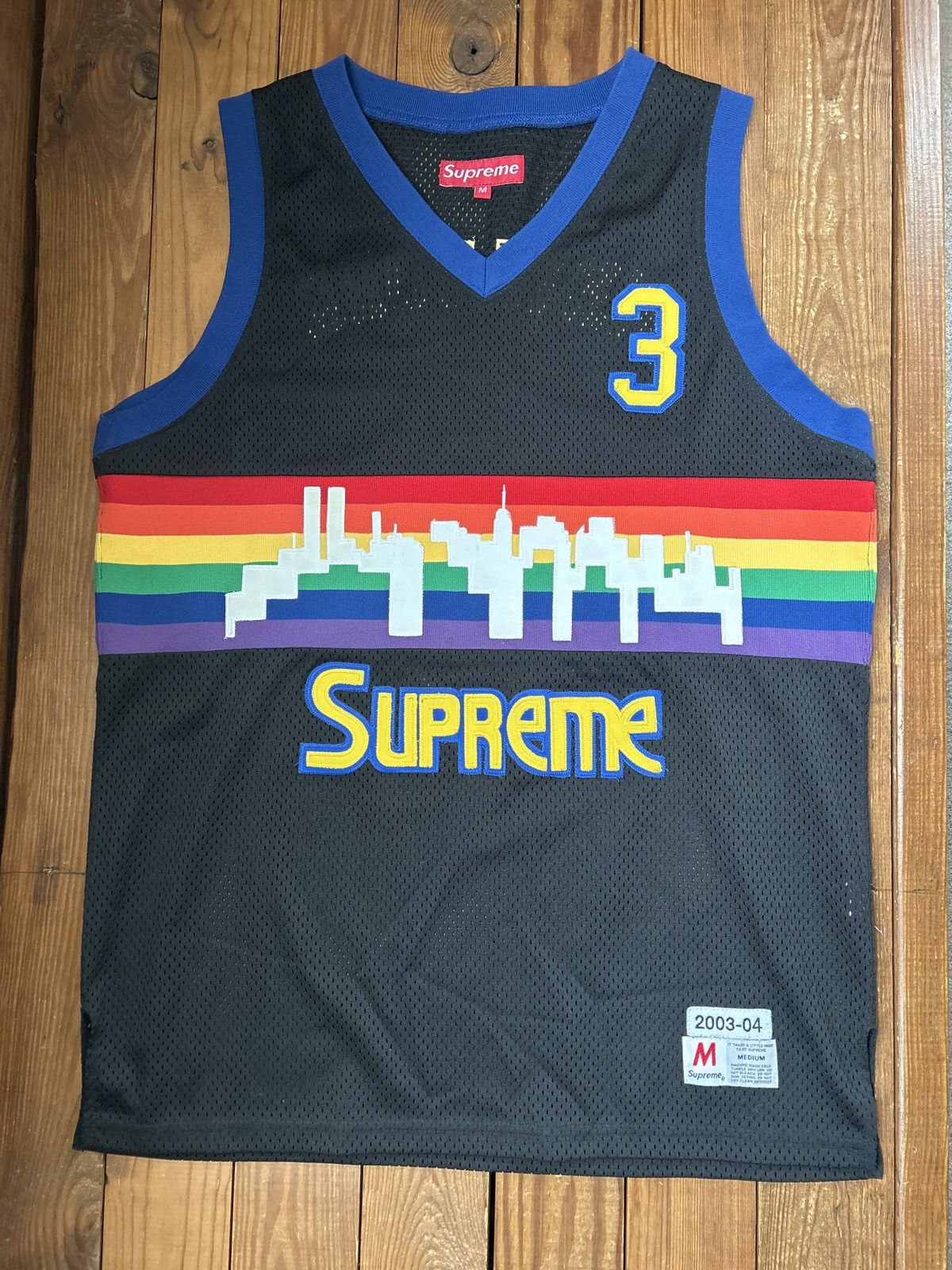Supreme × Vintage Supreme Nuggets Black New York Skyline Jersey 2003 ...