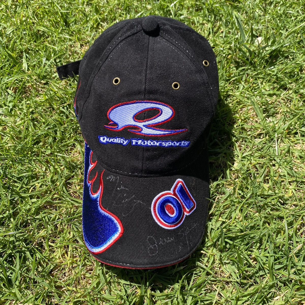 NASCAR × Vintage Quality Motorsports black racer hat with flame design ...
