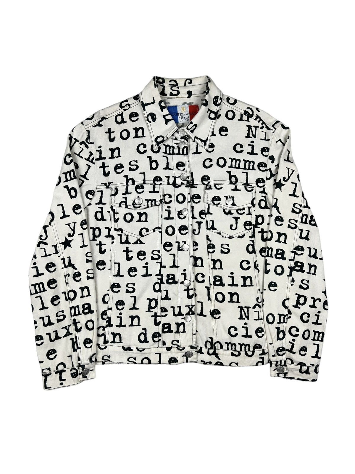 Vintage Vintage Castelbajac ‘Wording” Denim Trucker Jacket | Grailed