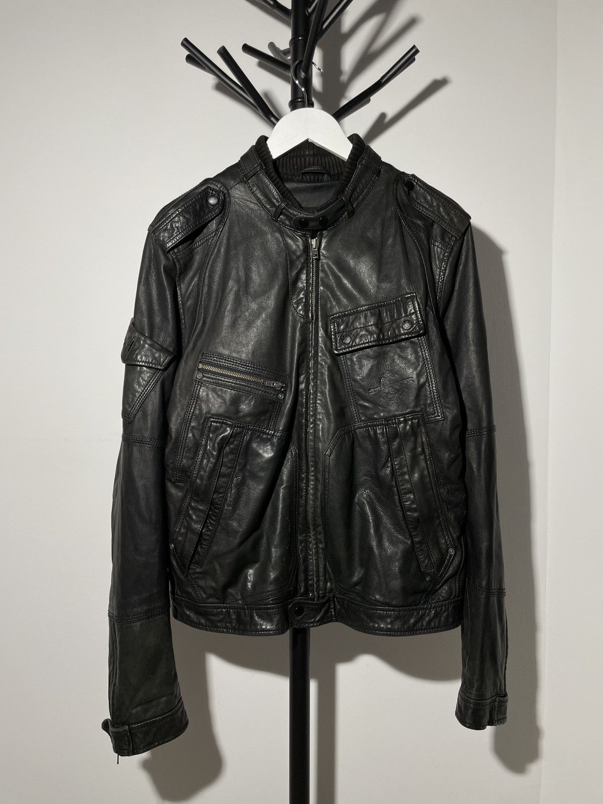Diesel × Leather Jacket × Vintage Vintage DIESEL Leather Multipocket ...