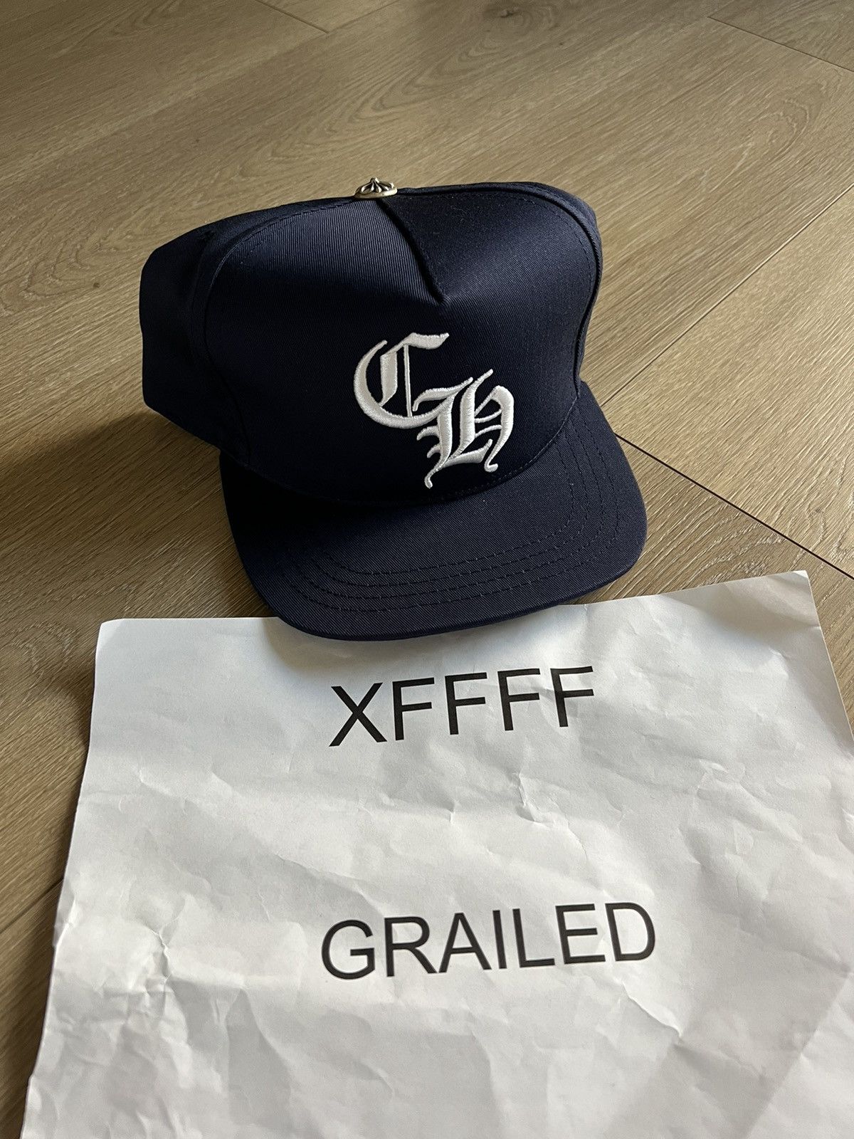 Chrome Hearts *NEW* CHROME HEARTS CH BASEBALL CAP HAT NAVY | Grailed