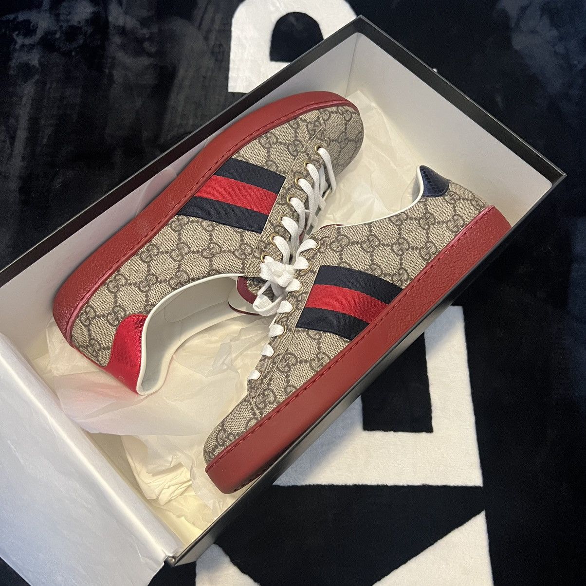 Gucci Gucci Ace GG Supreme Red Sneaker | Grailed