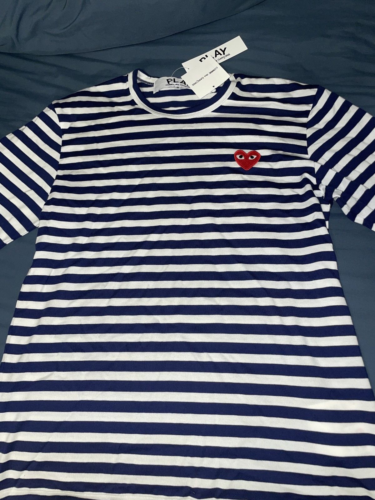 Comme Des Garcons Play CDG Blue/White Striped Long Sleeve | Grailed