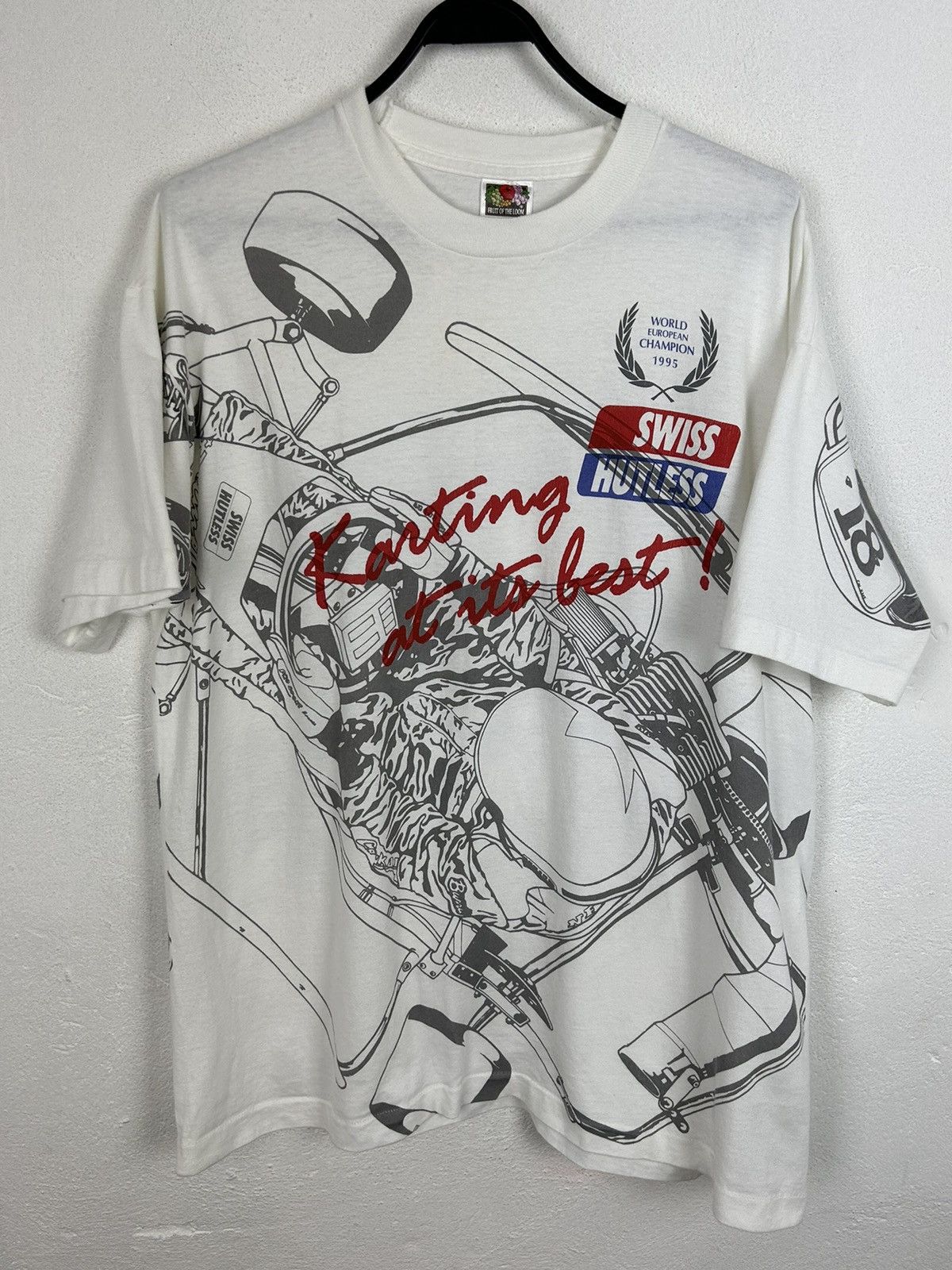 Vintage 90s Vintage 1995 Swiss Hutless Cart Racing Aop Rare T-Shirt ...