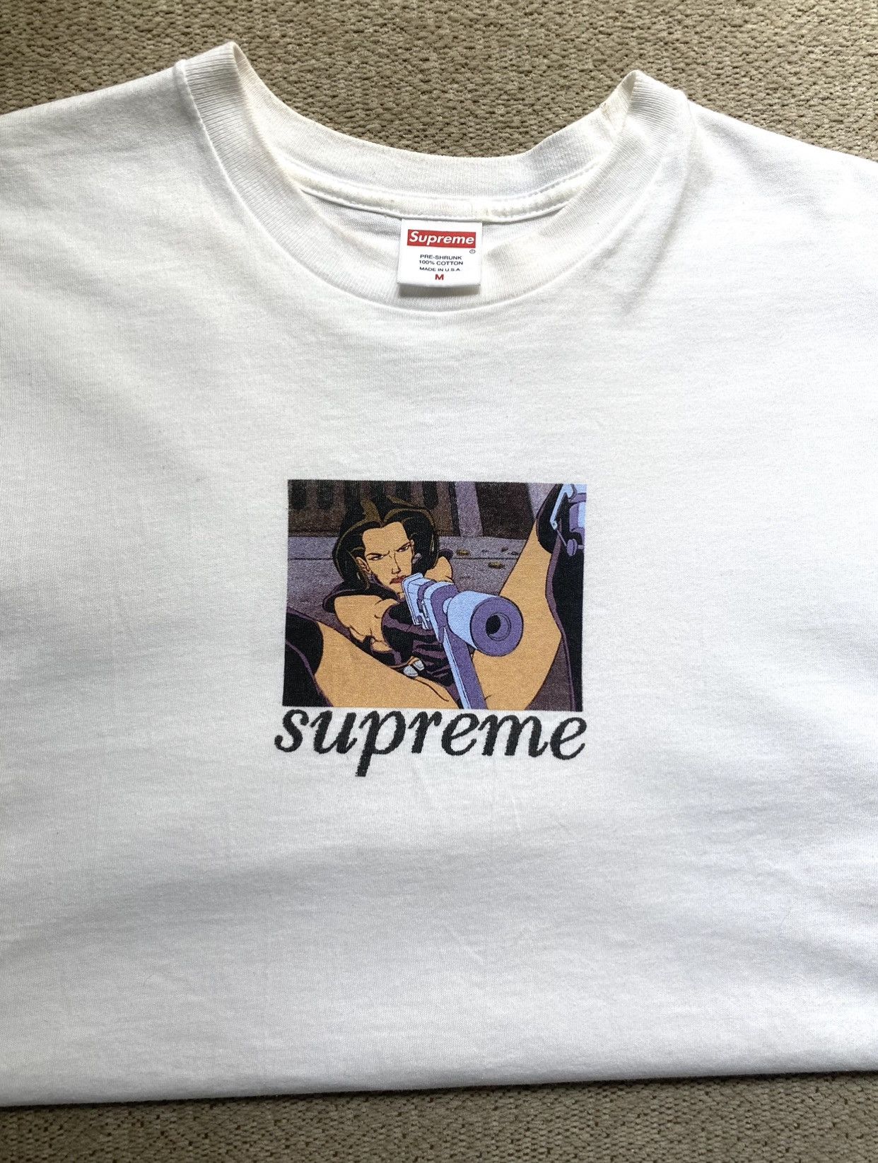 Supreme Supreme Aeon Flux gun tee size M medium RARE white | Grailed