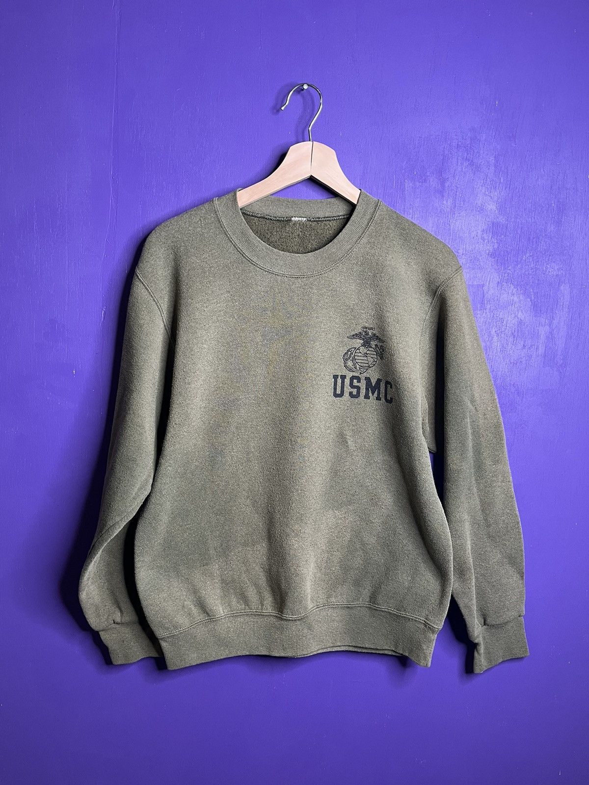Military × Vintage Vintage 90s USMC faded military sweatshirt | Grailed