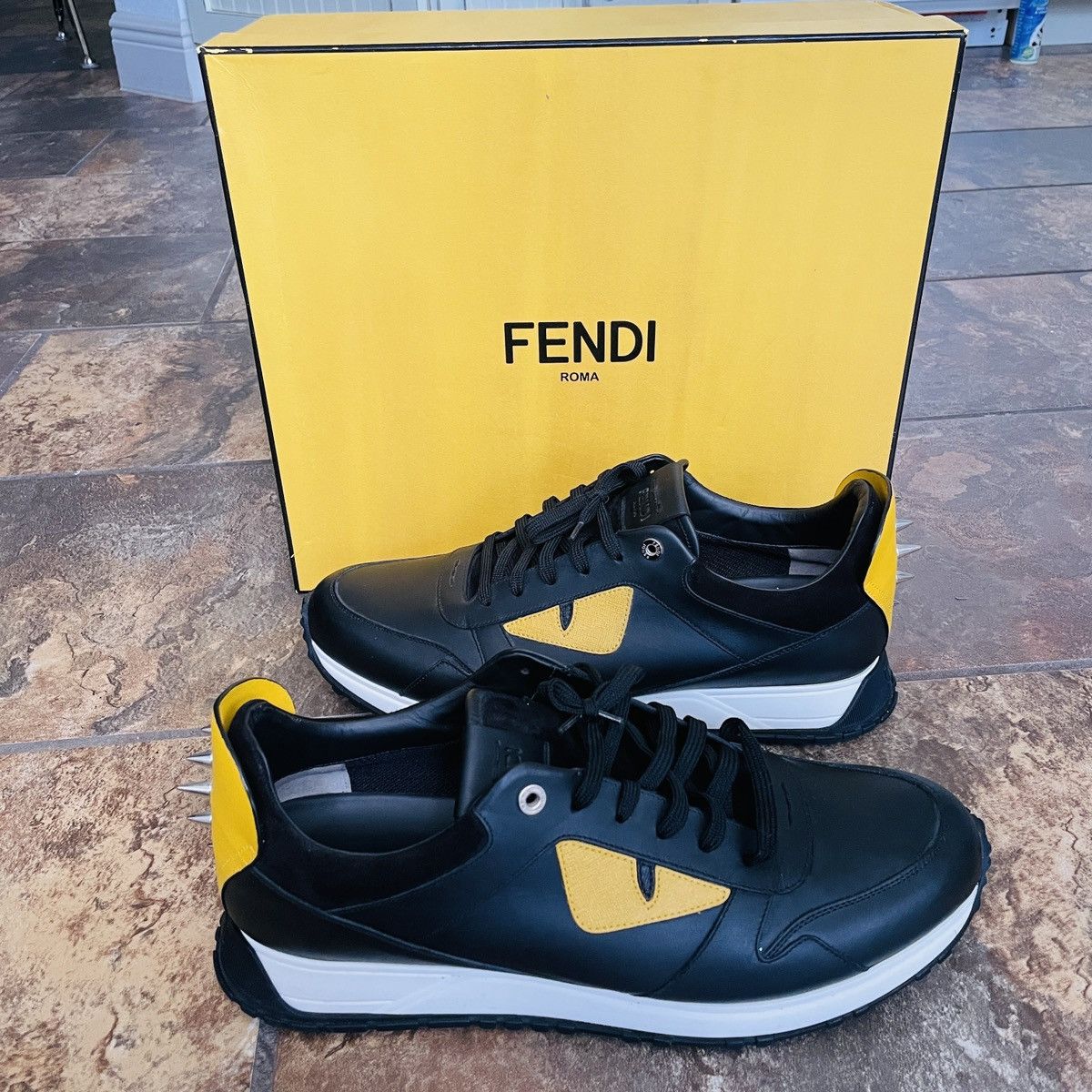 Fendi Fendi Monster Runner Spike Back Leather Eyes Bug Sneaker | Grailed