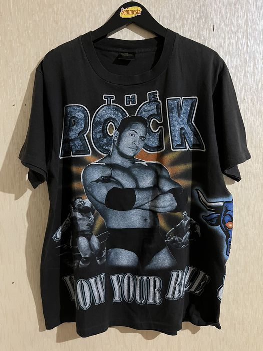 Vintage VINTAGE 90s WWF THE ROCK ALL OVER PRINT ‘CHANGES’ TEE | Grailed