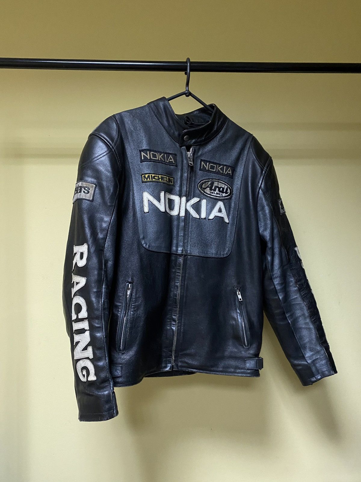 Vintage Nokia racing vintage leather jacket with protection | Grailed