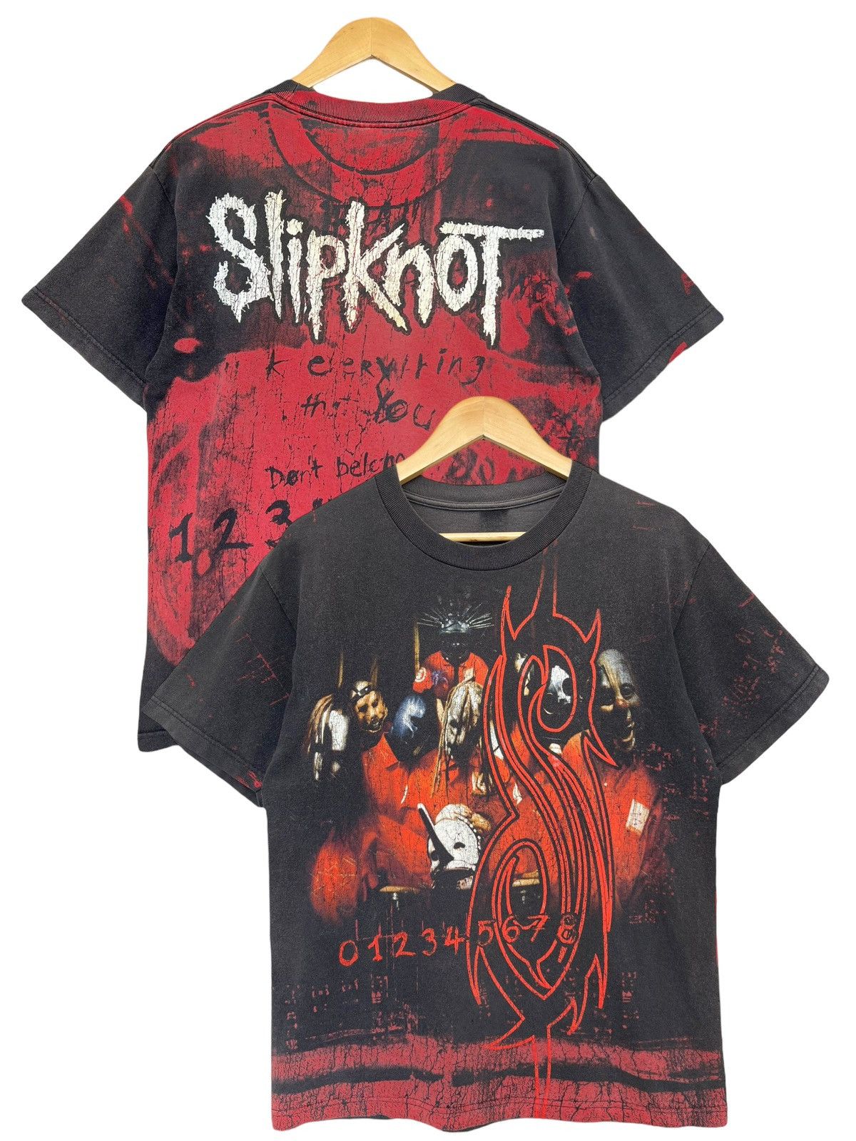 Slipknot Vintage 90s Slipknot All Over Print Heavy Metal Faded Black ...