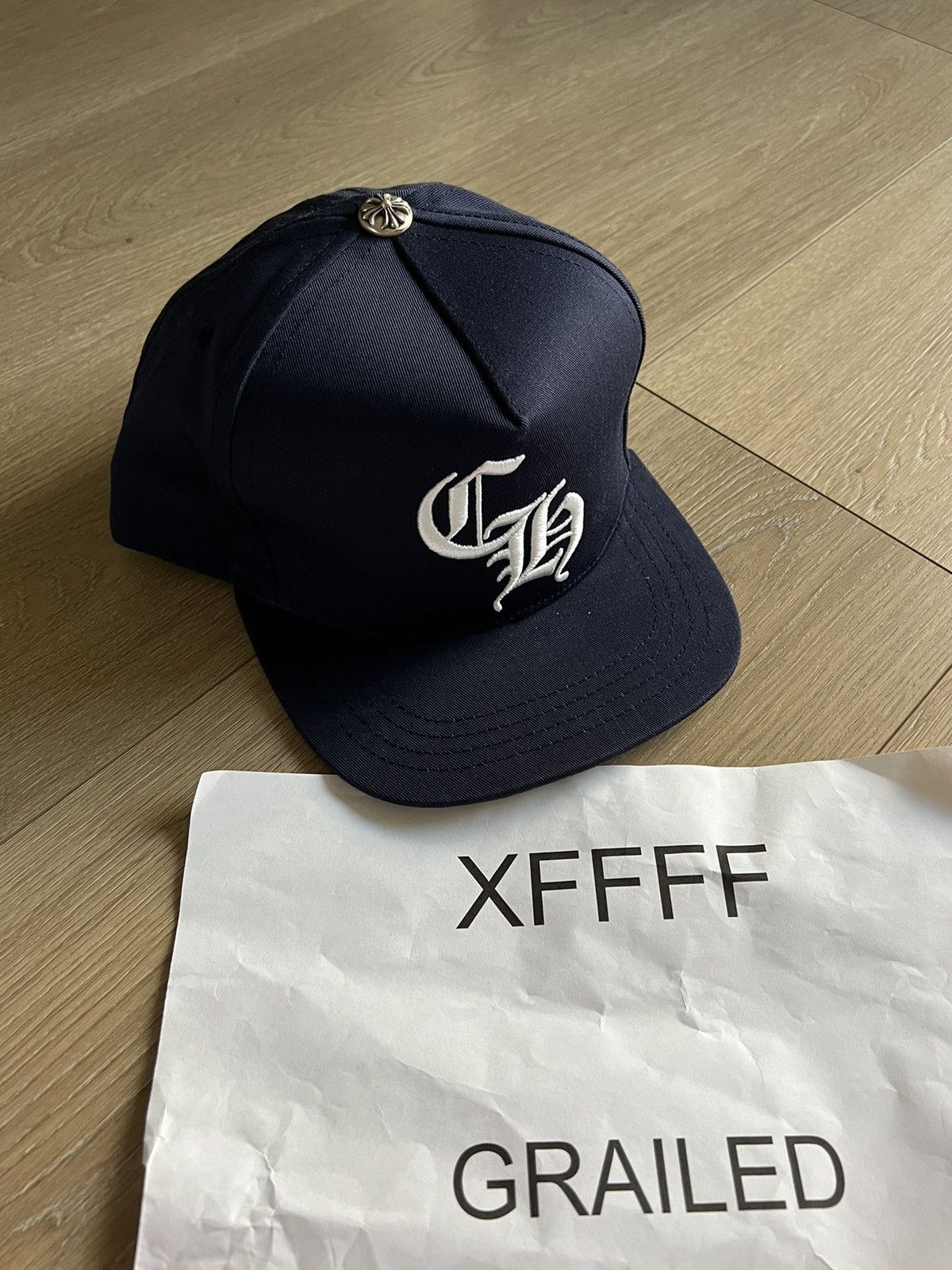 Chrome Hearts *NEW* CHROME HEARTS CH BASEBALL CAP HAT NAVY | Grailed