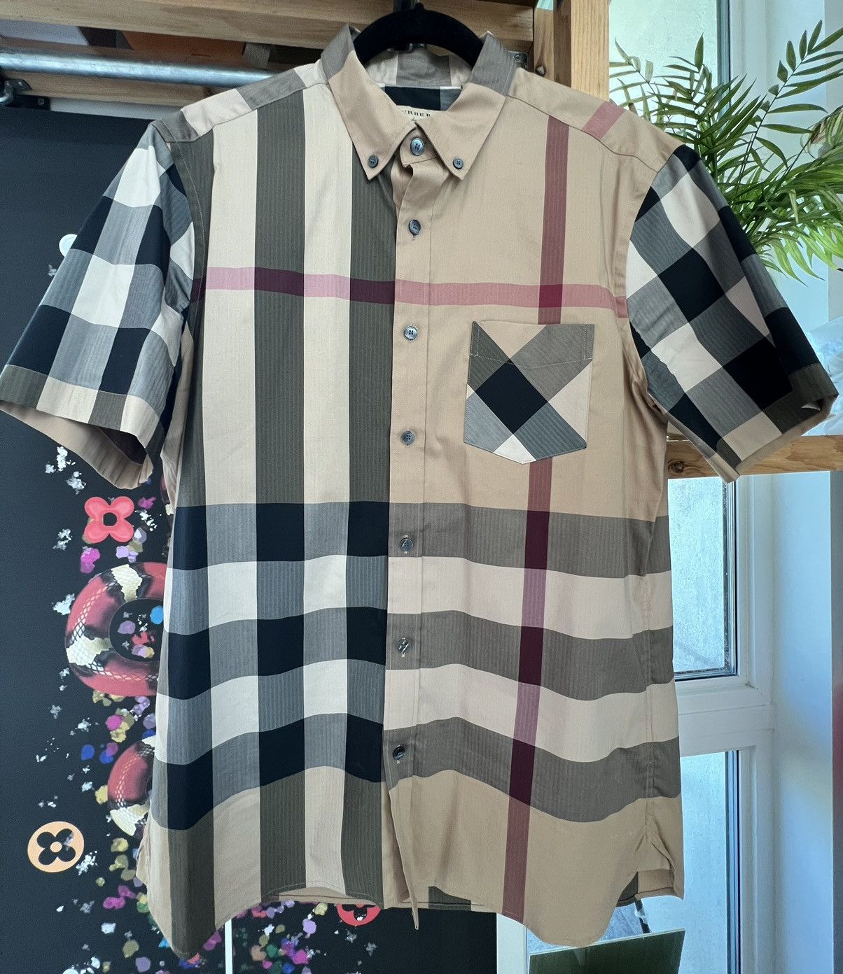 Burberry check shirt camel Grailed