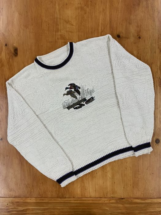 Vintage Vintage Ducks Flying Embroidered Knit Sweater | Grailed