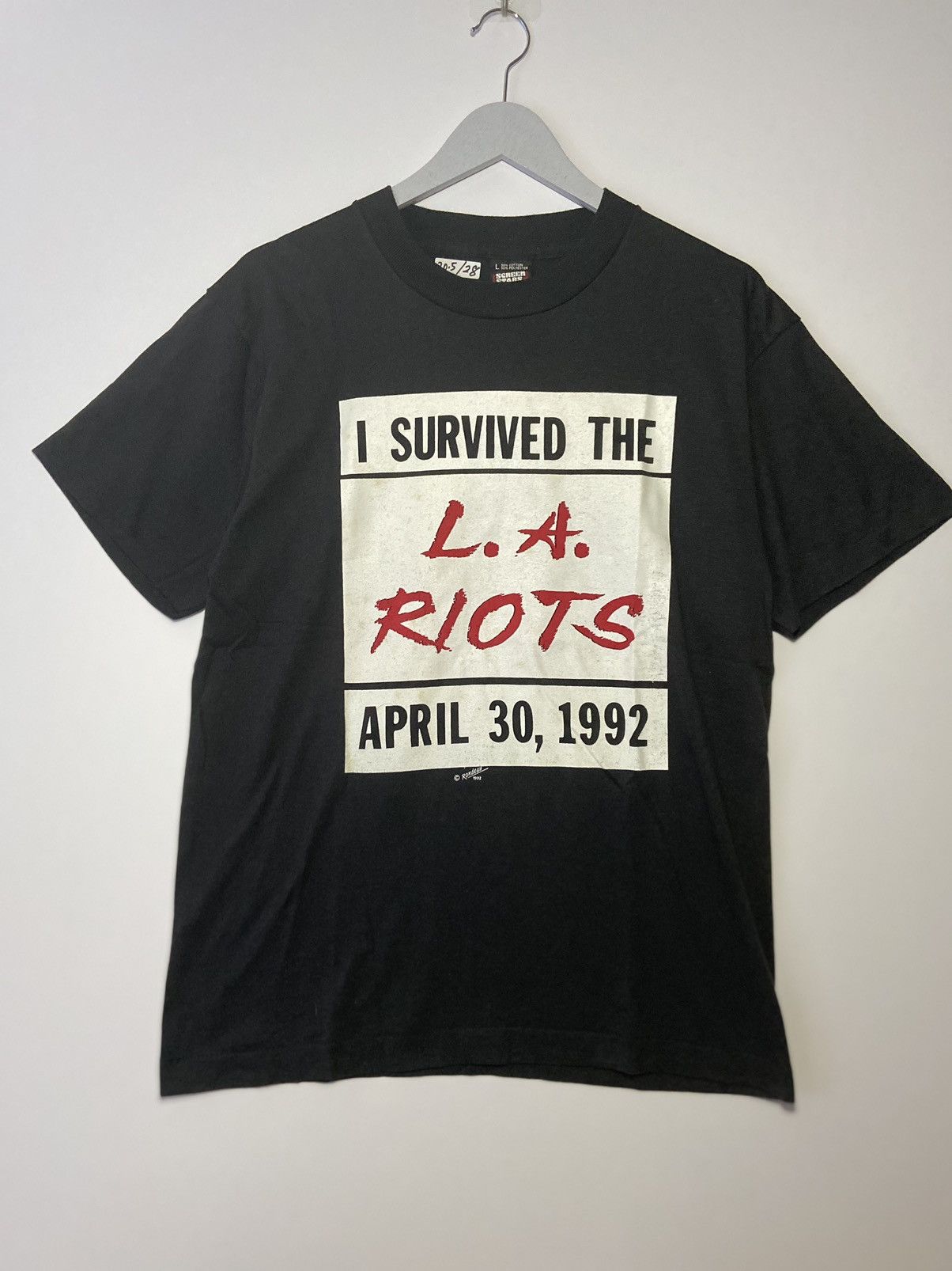 Vintage VINTAGE I SURVIVED THE L.A RIOTS APRIL 30 1992 TEE SHIRT | Grailed