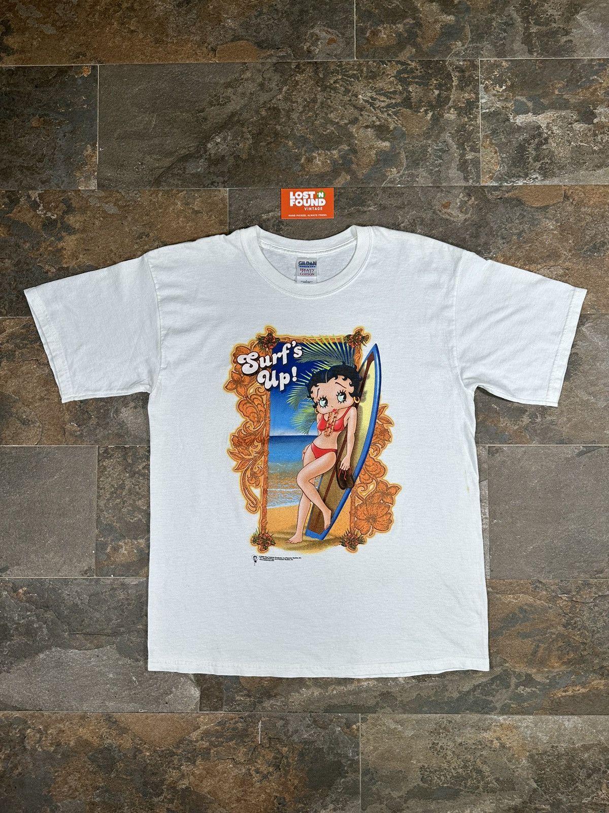 Vintage 2006 Vintage Betty Boop Beach Surfs Up Pin Up Girl Tee | Grailed