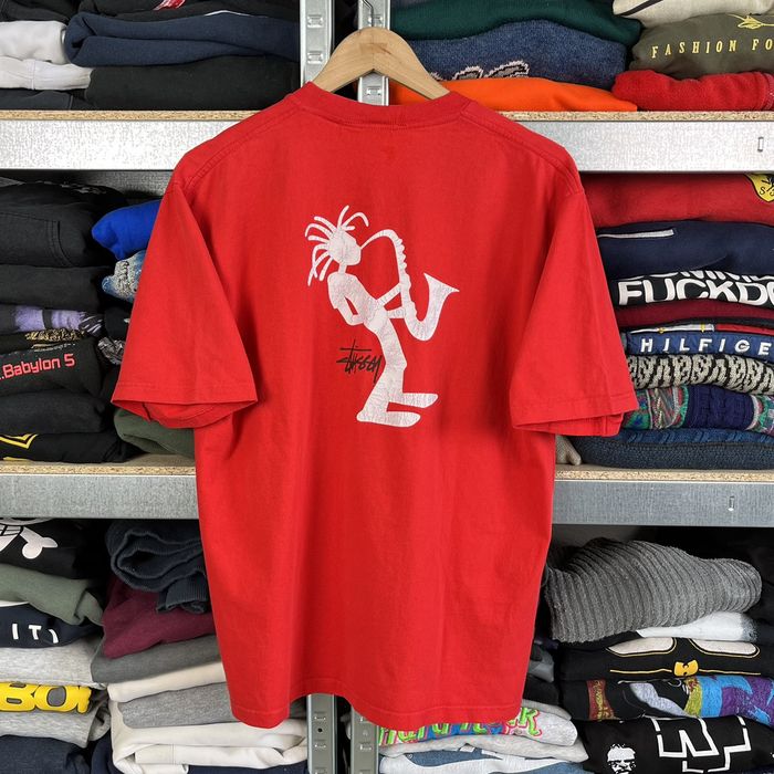 Vintage VINTAGE 2000’s STUSSY STICKMAN RASTA TRUMPET T-SHIRT TEE | Grailed