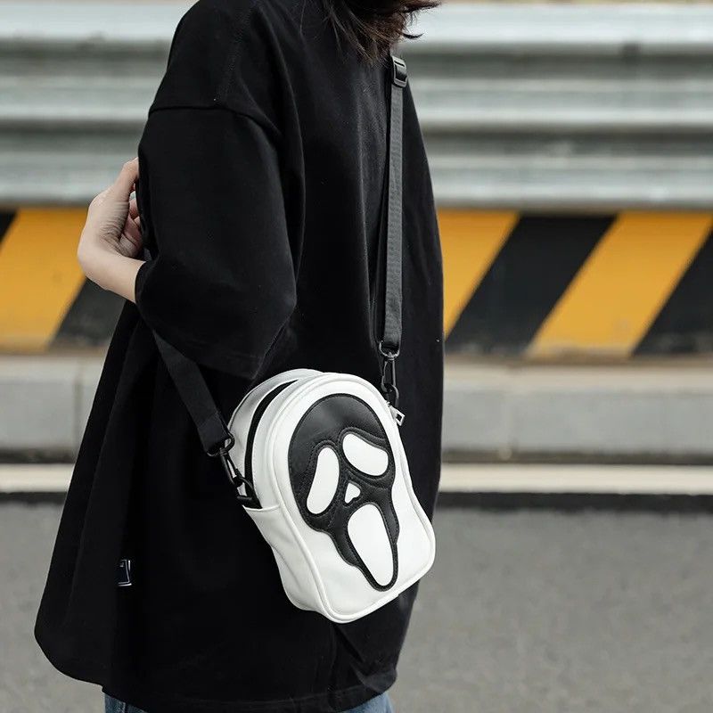 Bag × Japanese Brand × Streetwear Y2K Scream Ghost Pattern Shoulder Bag ...