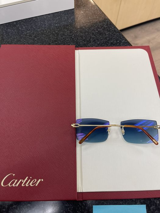 Cartier Cartier C Decor Blue Tint Sunglasses Gold Grailed