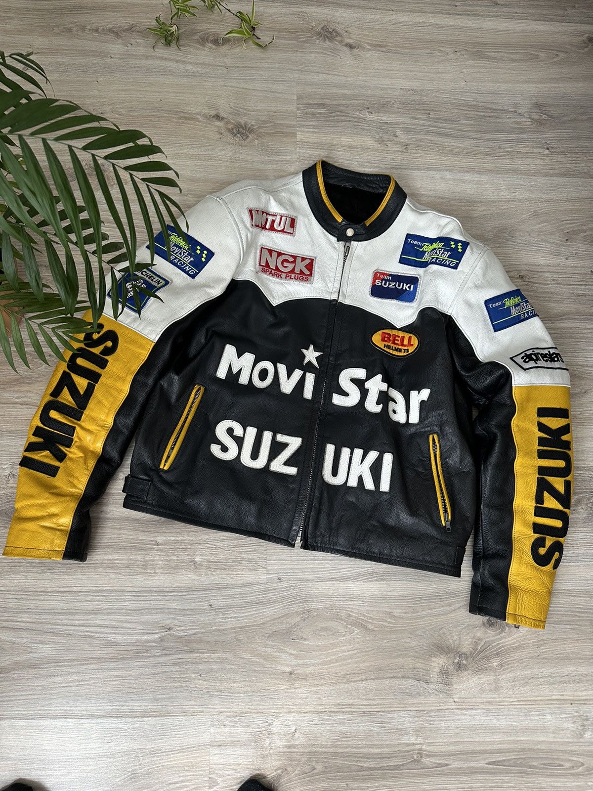 Leather Jacket 🔥RARE🔥Vintage Suzuki Movistar Leather Moto Racing Jacket ...