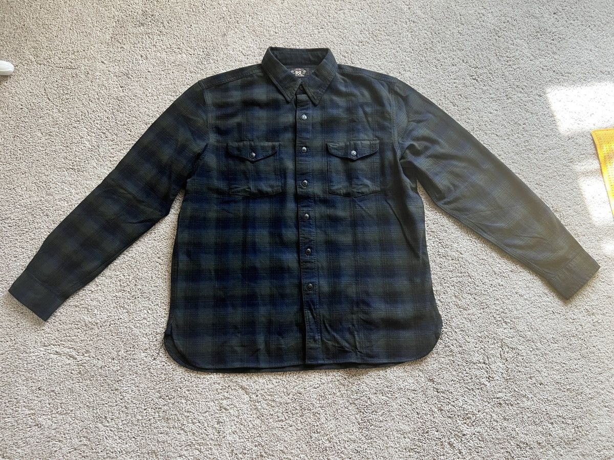 RRL Ralph Lauren Brand New RRL Ralph Lauren Black Checker Flannel Shirt ...