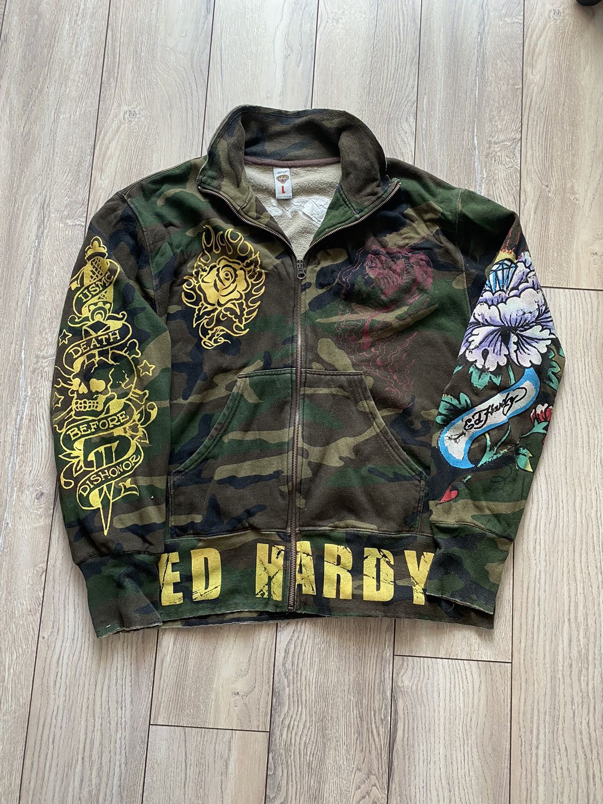 Vintage 🔥ed hardy zip up y2k rap vintage hype rare | Grailed