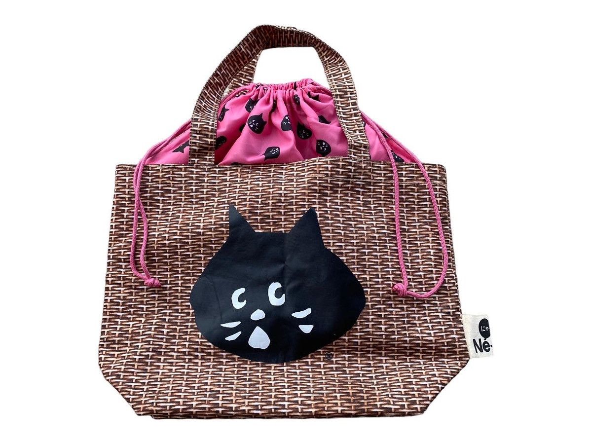 Ne-Net Ne-Net Cat Logo PVC Rattan Printed Drawstring Tote Bag | Grailed