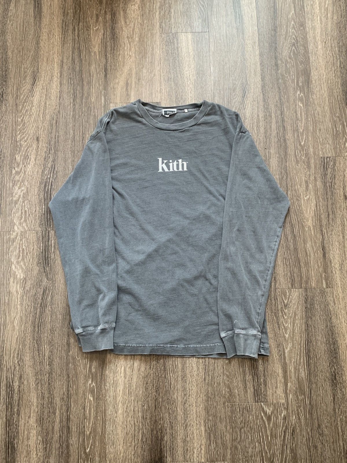 Hype × Kith × Streetwear Kith Logo Longsleeve Faded Washed Grey Rare ...