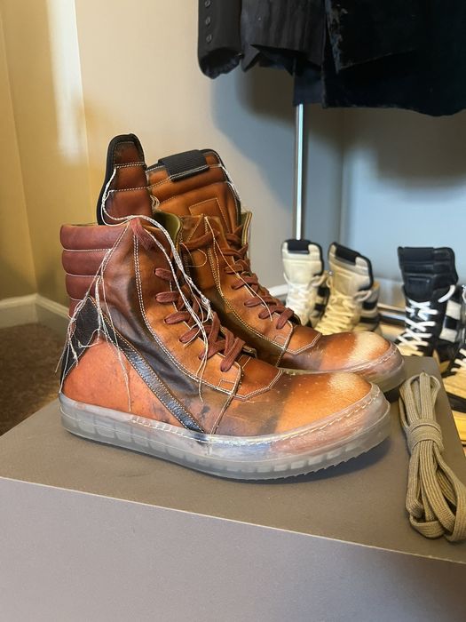 Rick Owens RARE Rick Owens Babel Translucent Red Geobaskets | Grailed