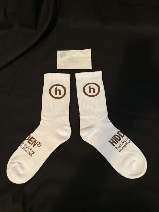 HIDDEN Hidden NY White / Brown Logo Socks | Grailed