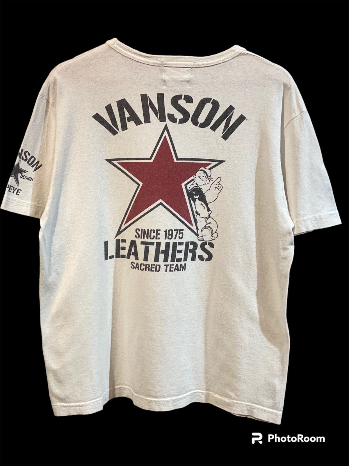 Rare × Vanson Leathers × Vintage Vintage Vanson Leather Custom Design Popeye Sacred Team Tee ...